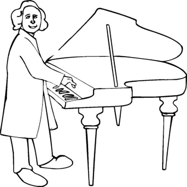 Mozart Playing Piano Coloring Coloring Pages